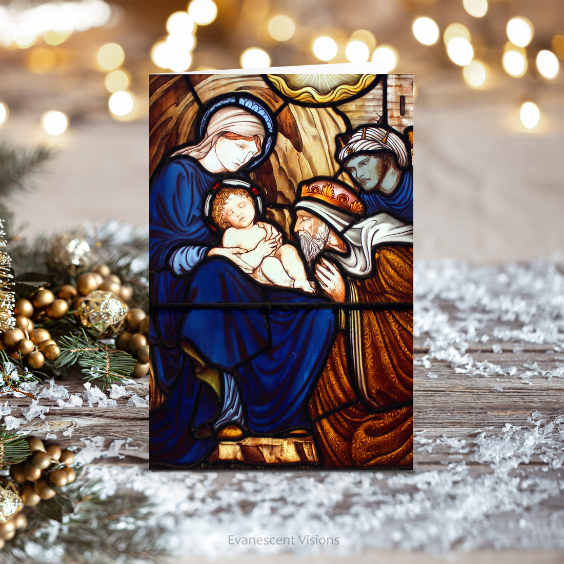 Pre-Raphaelite Stained Glass Art Christmas Cards, Personalised or Blan ...