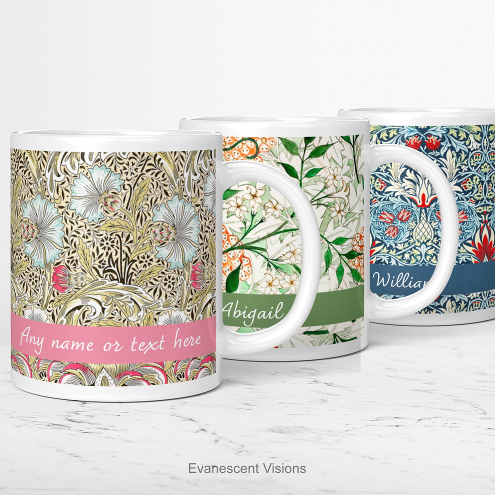 Personalised Art Mug, William Morris Patterns – Evanescent Visions